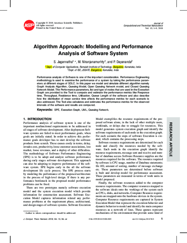 (PDF) Algorithm Approach: Modelling and Performance Analysis of ...
