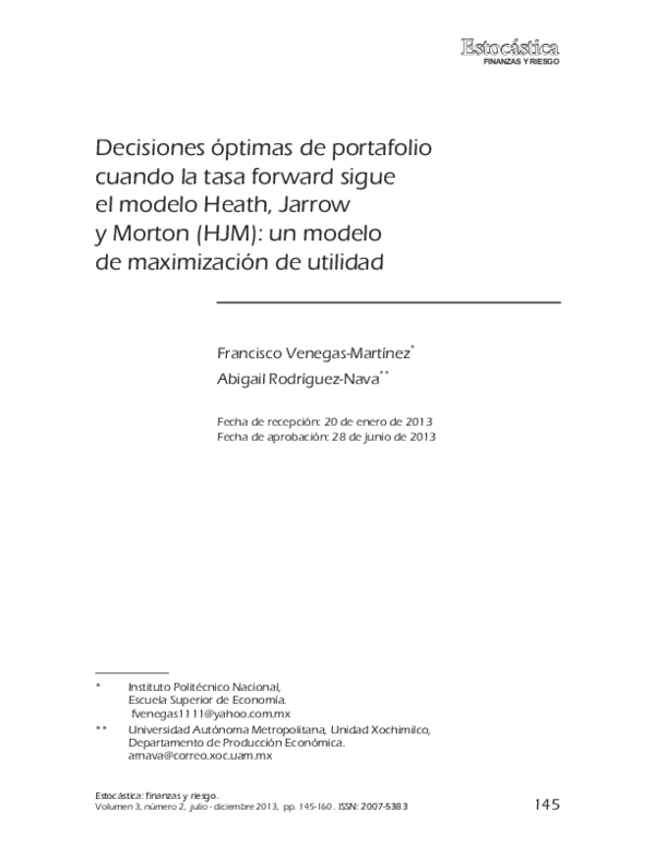 (PDF) Optimum Portfolio DecisiWhen The Forward Rate Follows the Heath ...