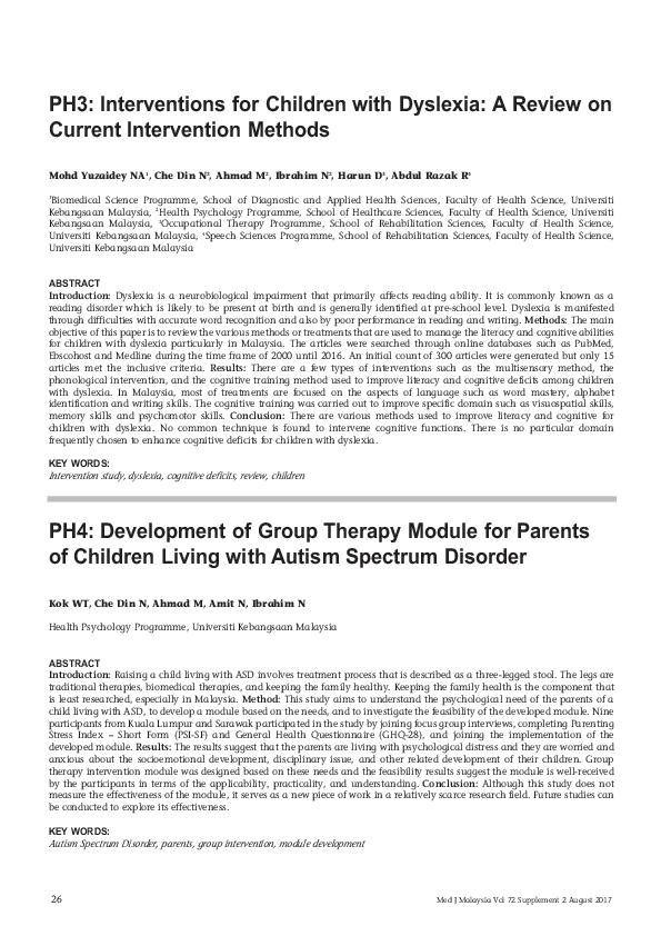 (PDF) Interventions for children with dyslexia: A review on current ...