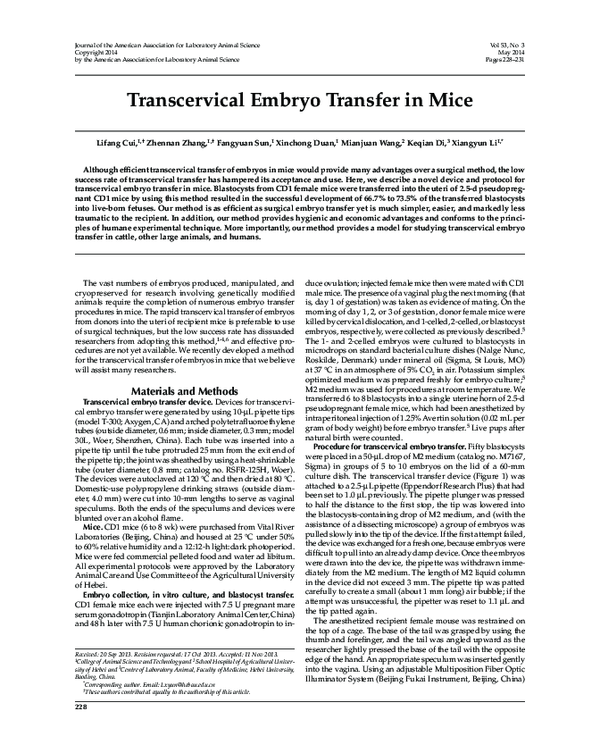 (PDF) Transcervical embryo transfer in mice