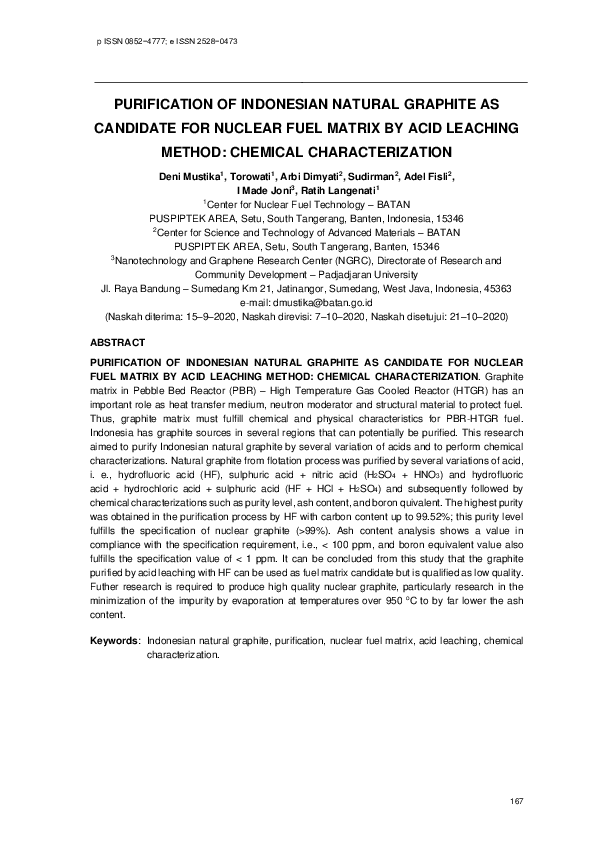 (PDF) Purification of Indonesian Natural Graphite as Candidate for ...