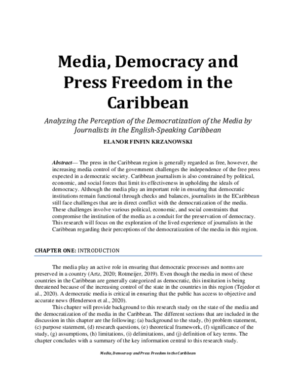 (PDF) Media, Democracy and Press Freedom in the Caribbean