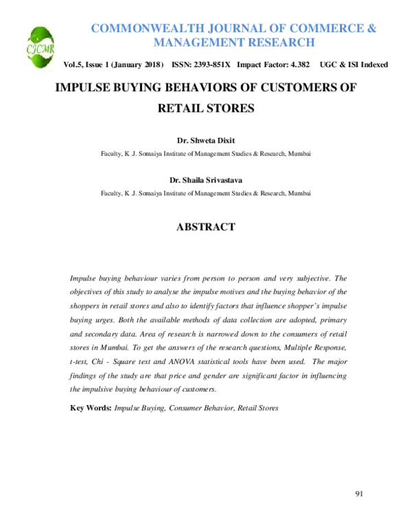 (PDF) Impulse Buying Behaviors of Customers of Retail Stores