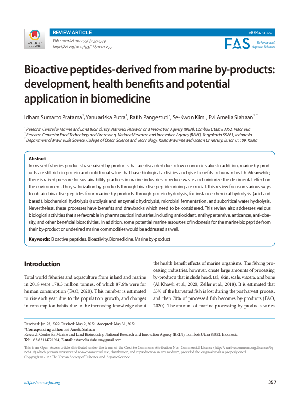 (PDF) Bioactive peptides-derived from marine by-products: development ...