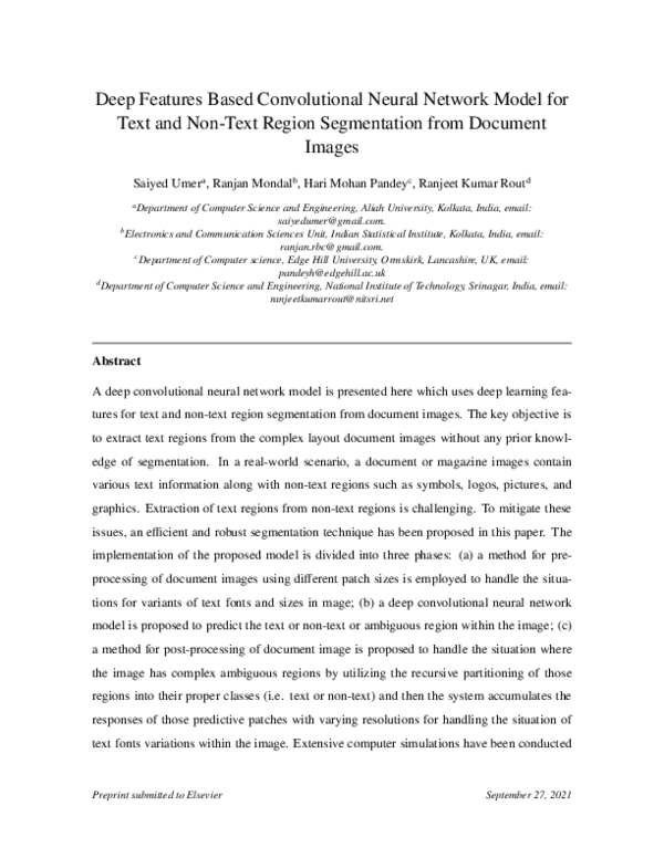 (PDF) Deep features based convolutional neural network model for text ...