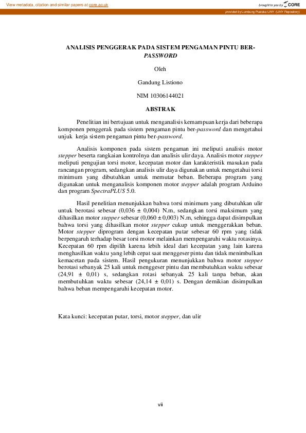 (PDF) Analisis Penggerak Pada Sistem Pengaman Pintu Ber-Password ...