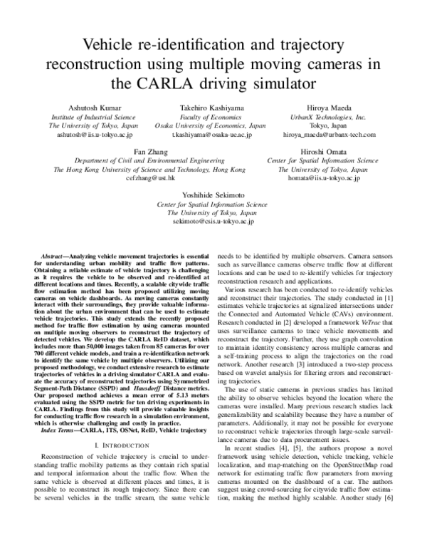 (PDF) Vehicle re-identification and trajectory reconstruction using ...