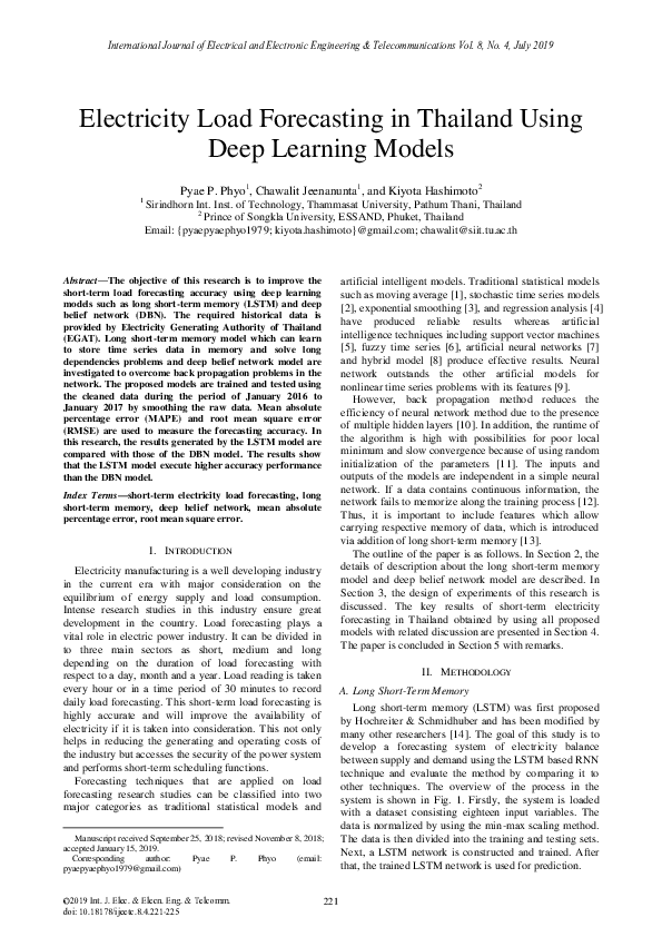 (PDF) Electricity Load Forecasting in Thailand Using Deep Learning Models