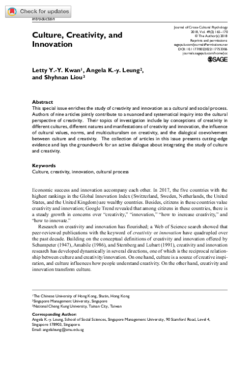 (PDF) Culture, Creativity, and Innovation