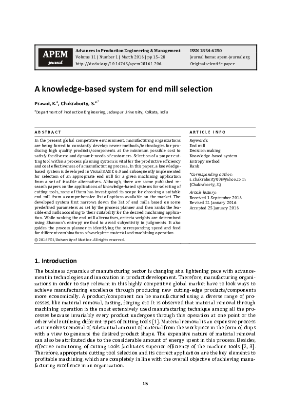 (PDF) A knowledge-based system for end mill selection