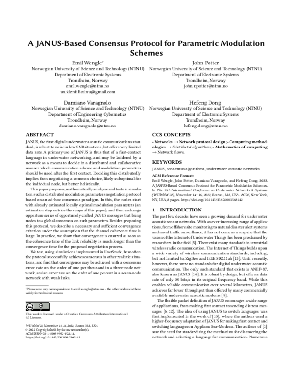 Pdf A Janus Based Consensus Protocol For Parametric Modulation Schemes