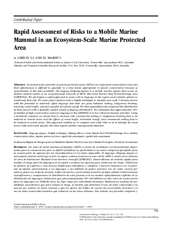(PDF) Rapid Assessment of Risks to a Mobile Marine Mammal in an ...