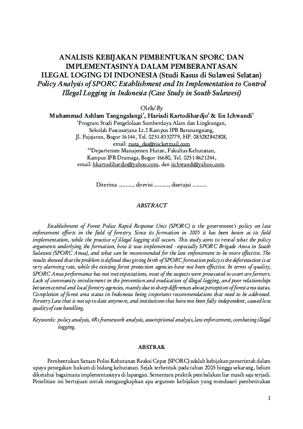 (PDF) Analisis Kebijakan Pembentukan SPORC dan Implementasinya dalam ...