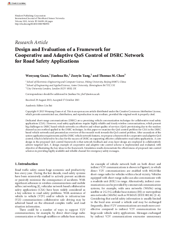 (PDF) Adaptive QoS Framework for DSRC Road Safety