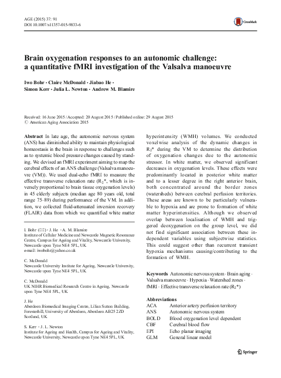 (PDF) Brain oxygenation responses to an autonomic challenge: a quantitative fMRI investigation ...