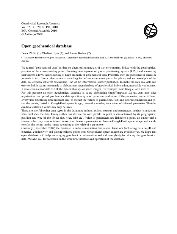 (PDF) Open geochemical database