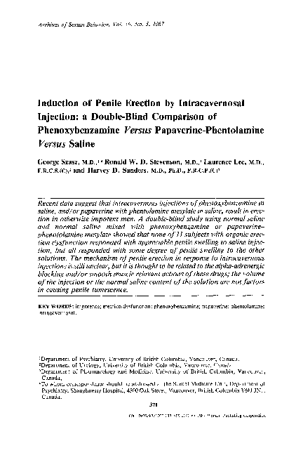 (PDF) Induction of penile erection by intracavernosal injection: A ...