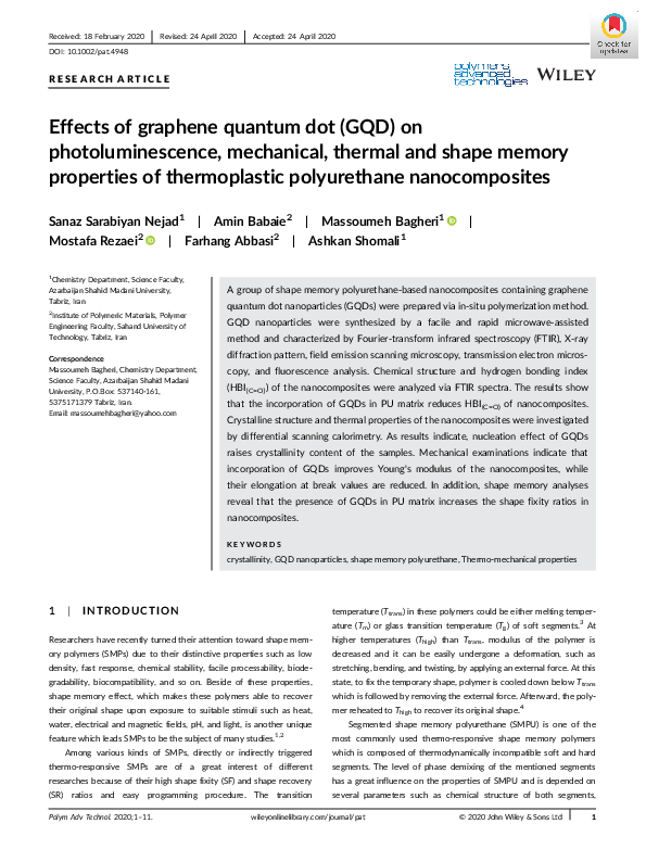 (PDF) Effects of graphene quantum dot ( GQD ) on photoluminescence ...