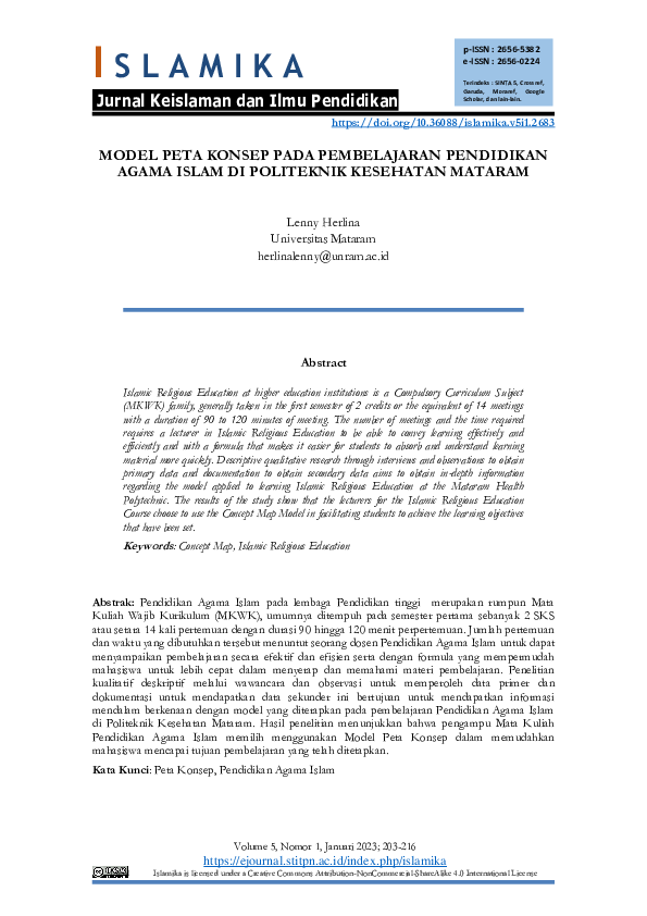 (PDF) Model Peta Konsep pada Pembelajaran Pendidikan Agama Islam di ...