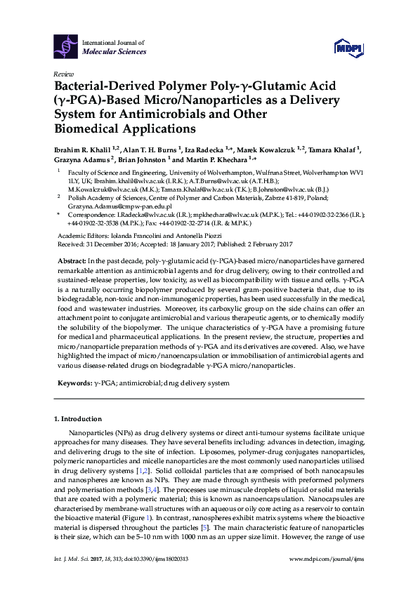 (PDF) Bacterial-Derived Polymer Poly-y-Glutamic Acid (y-PGA)-Based ...
