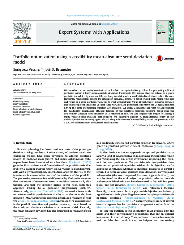 (PDF) Portfolio optimization using a credibility mean-absolute semi-deviation model