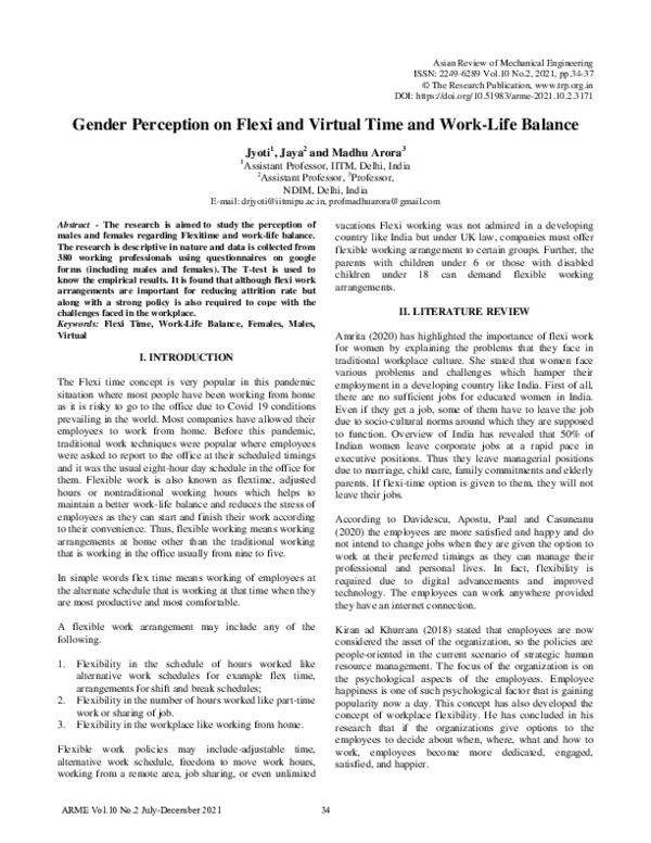 (PDF) Gender Perception on Flexi and Virtual Time and Work Life Balance ...