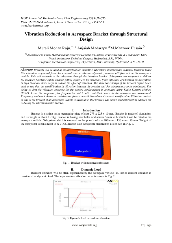 (PDF) Vibration Reduction in Aerospace Bracket through Structural Design