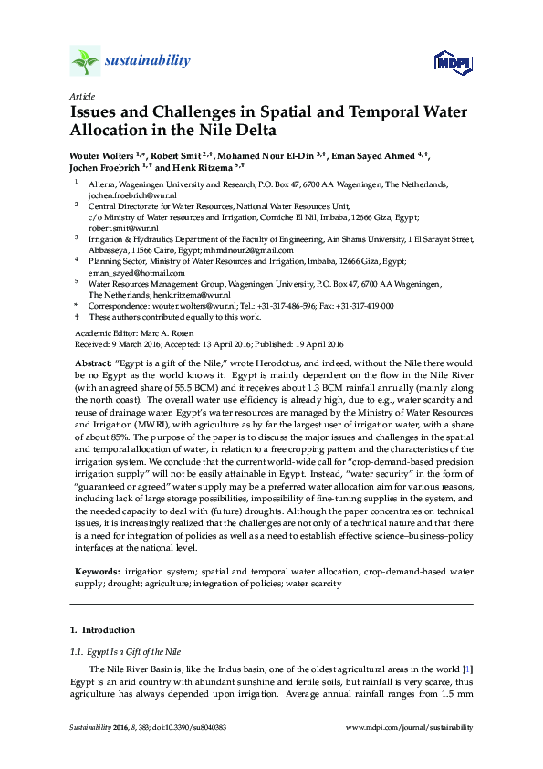 (PDF) Issues and Challenges in Spatial and Temporal Water Allocation in ...
