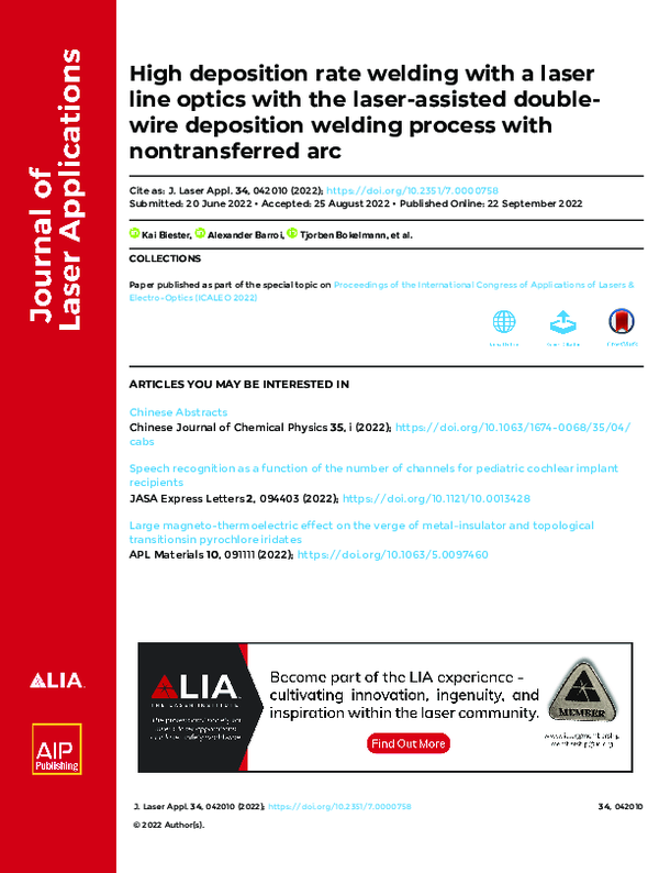(PDF) High deposition rate welding with a laser line optics with the ...