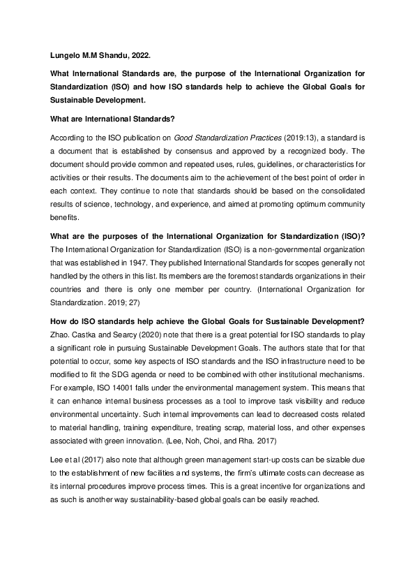 (PDF) What International Standards are, the purpose of the ...