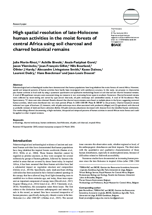 (PDF) High spatial resolution of late-Holocene human activities in the ...