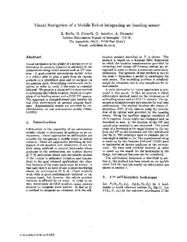 Pdf Visual Navigation Of A Mobile Robot Integrating An Heading Sensor