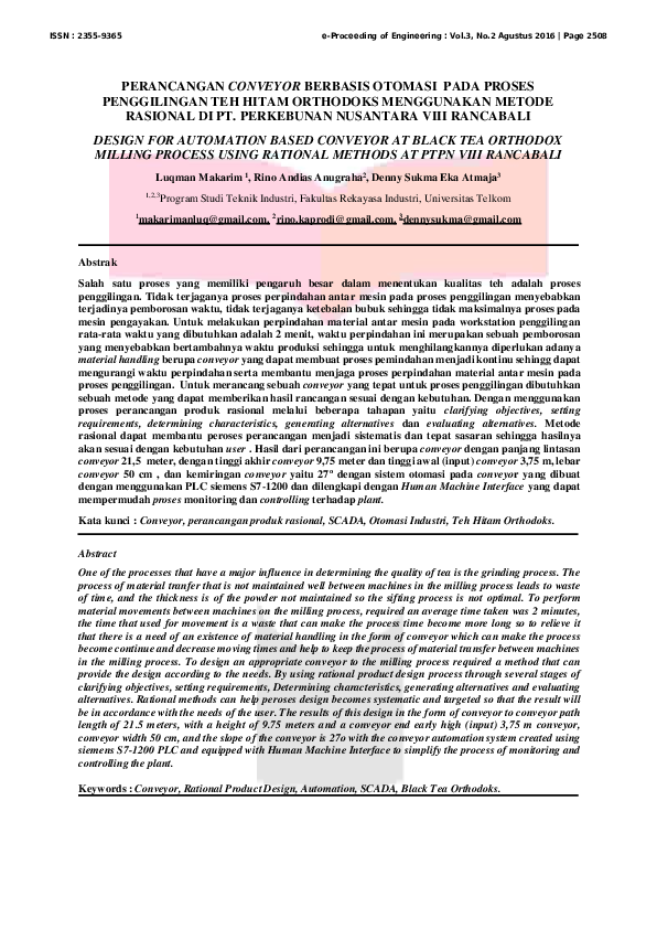 (PDF) Perancangan Conveyor Berbasis Otomasi Pada Proses Penggilingan ...
