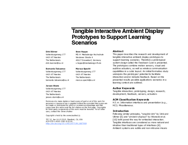 (PDF) Tangible Interactive Ambient Display Prototypes to Support ...