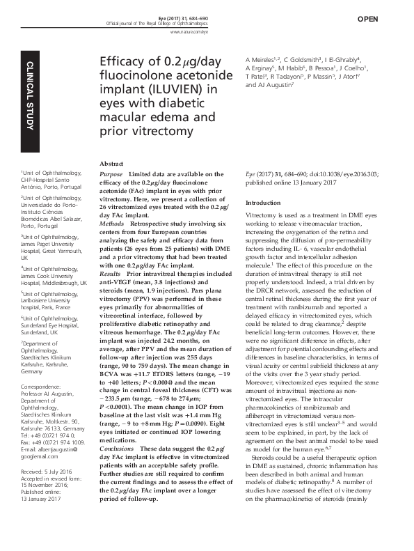 (PDF) Efficacy of 0.2 μg/day fluocinolone acetonide implant (ILUVIEN ...