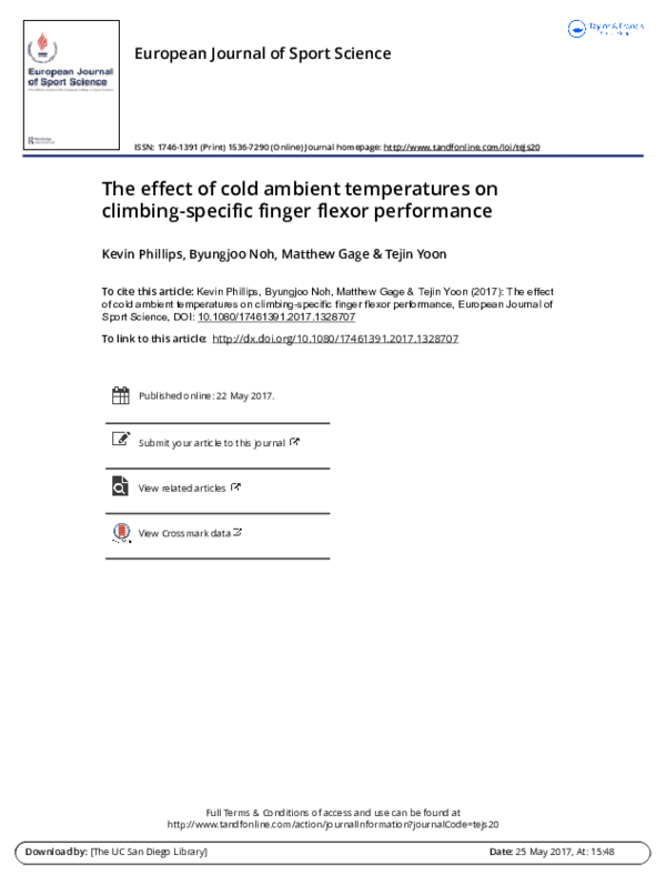 (PDF) The effect of cold ambient temperatures on climbing-specific ...