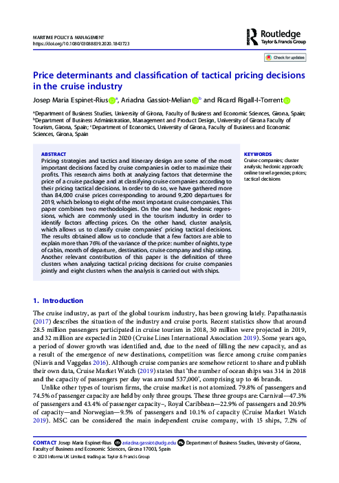 (PDF) Price determinants and classification of tactical pricing ...