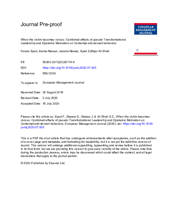 (PDF) When the victim becomes vicious: Combined effects of pseudo ...