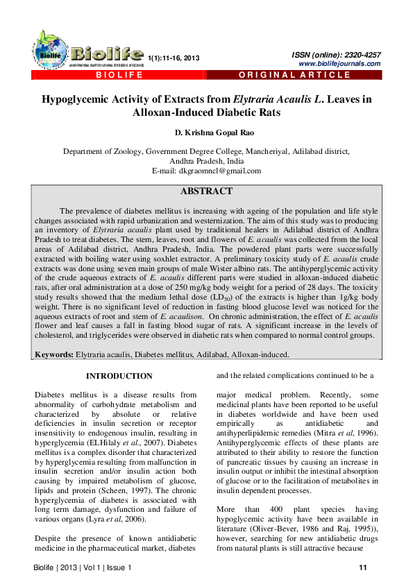 (PDF) Hypoglycemic Activity of Extracts from Elytraria Acaulis L ...