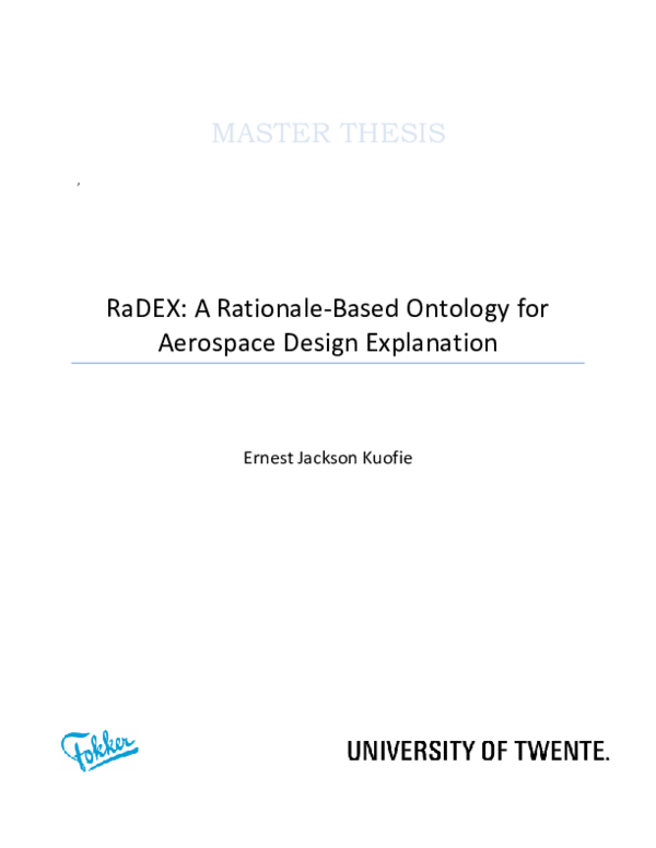 (PDF) RaDEX: A Rationale-Based Ontology for Aerospace Design Explanation