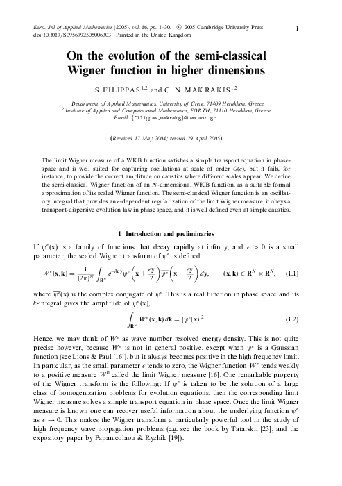 (PDF) On the evolution of the semi-classical Wigner function in higher ...