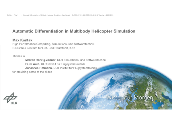 (PDF) Automatic Differentiation in Multibody Helicopter Simulation