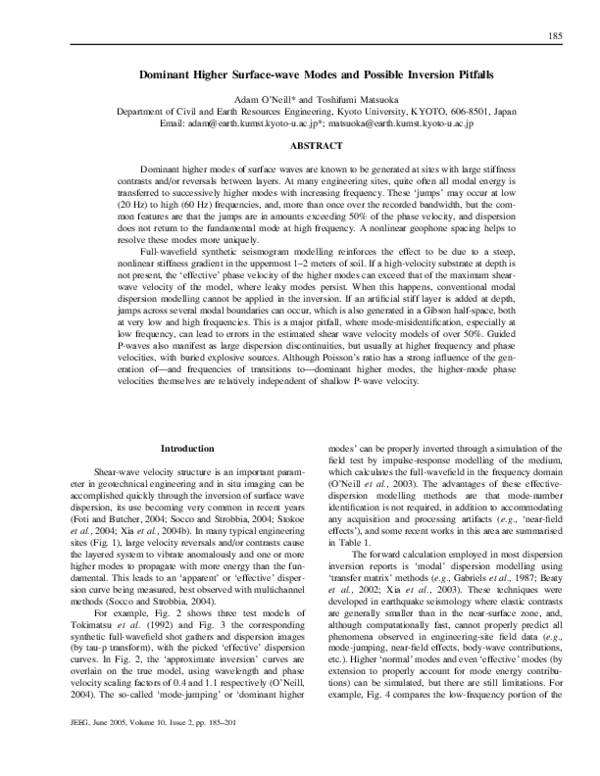 (PDF) Dominant Higher Surface-wave Modes and Possible Inversion Pitfalls