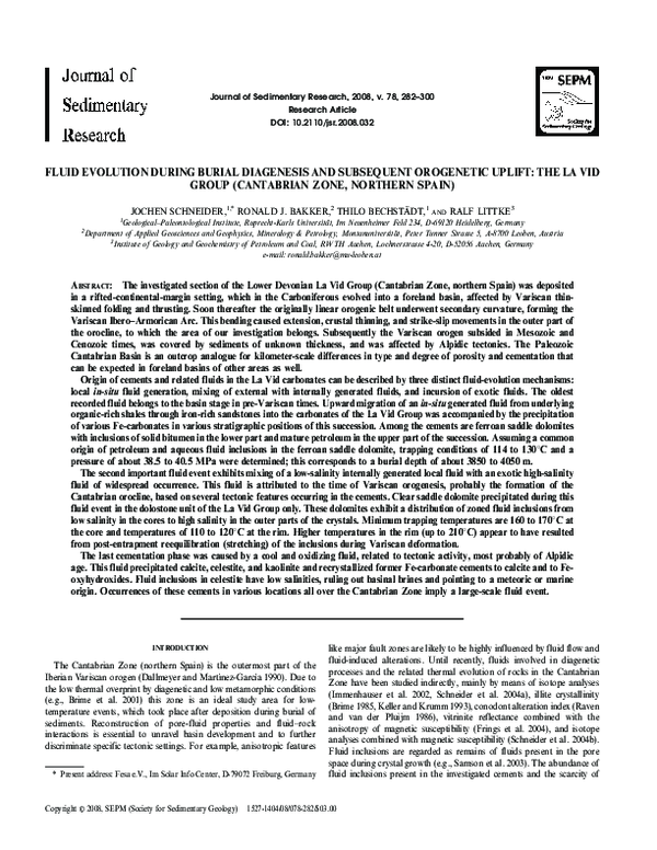(PDF) Fluid Evolution During Burial Diagenesis and Subsequent ...