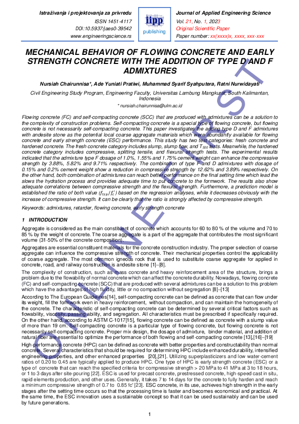 (PDF) Mechanical Behavior of Flowing Concrete and Early Strength ...