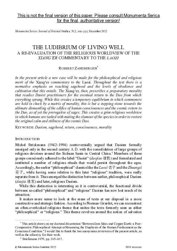 (PDF) The Ludibrium of Living Well: A Re-Evaluation of the Religious ...