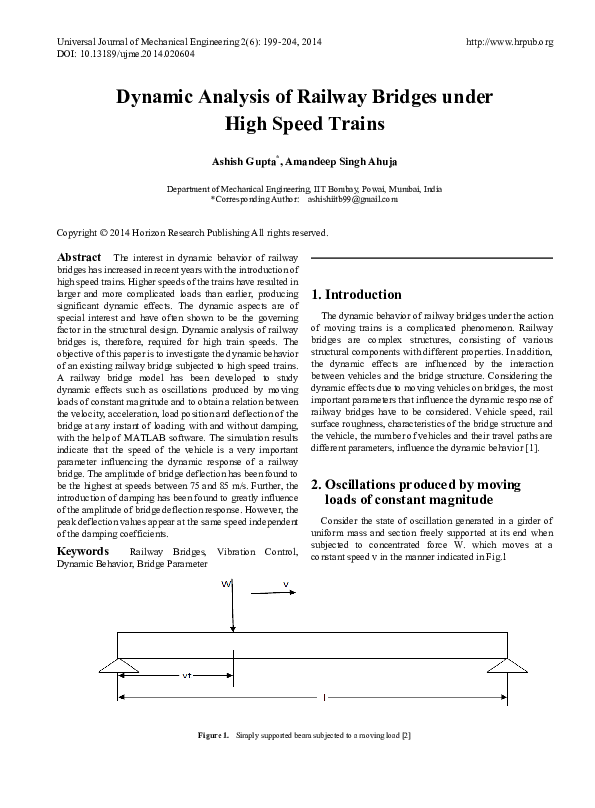 (PDF) Dynamic Analysis of Railway Bridges under High Speed Trains