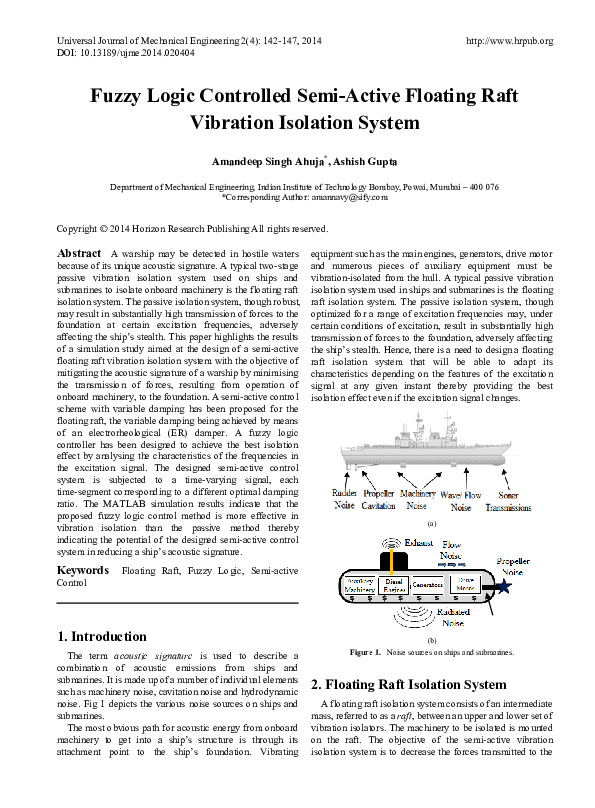 (PDF) Fuzzy Logic Controlled Semi-Active Floating Raft Vibration ...