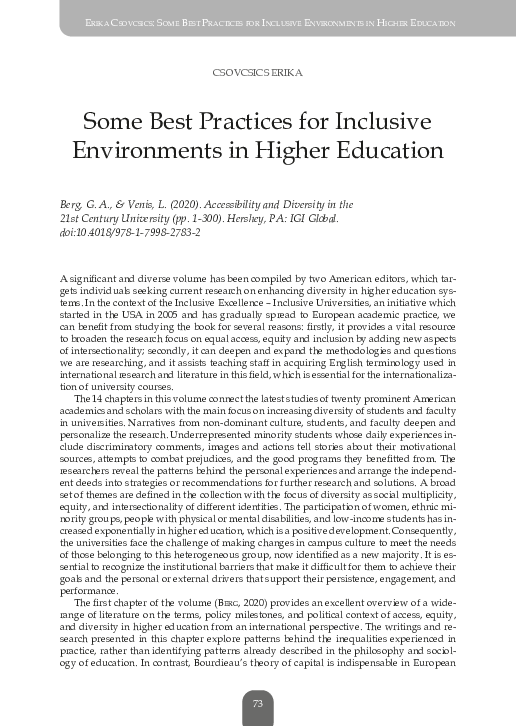(PDF) Some Best Practices for Inclusive Environments in Higher Education