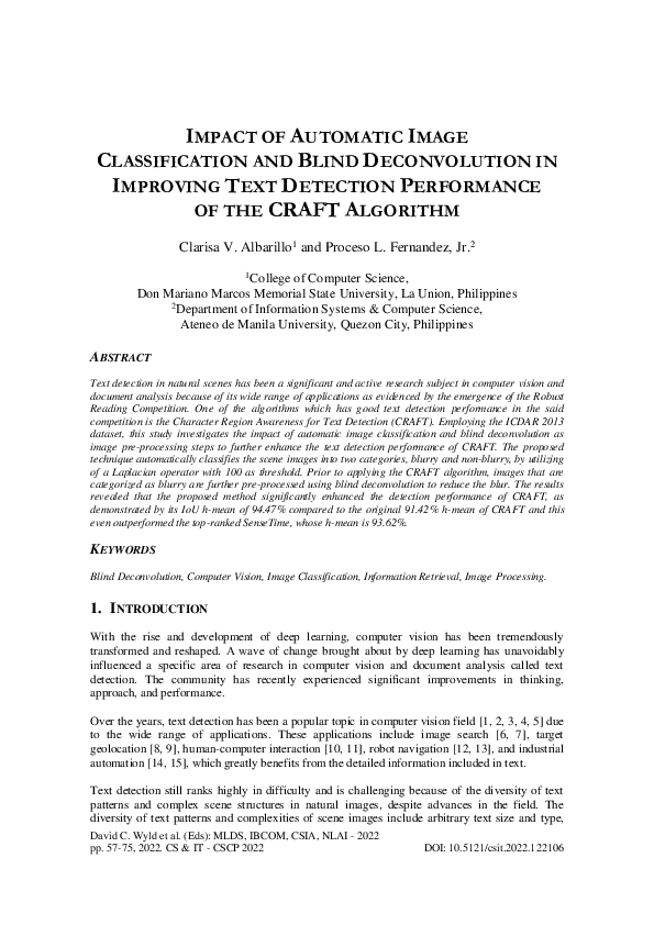 (PDF) Impact of Automatic Image Classification and Blind Deconvolution ... (PDF) Impact of Automatic Image Classification and Blind Deconvolution ...